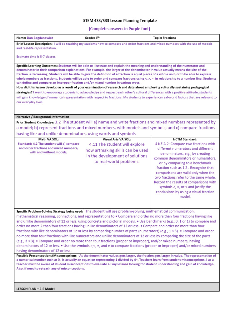 Math 5e Lesson Planning DB | PDF | Cognitive Science | Behavior Modification
