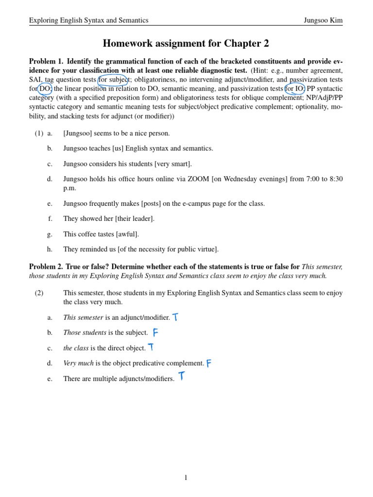 HW Chap2 | PDF | Syntax | Verb