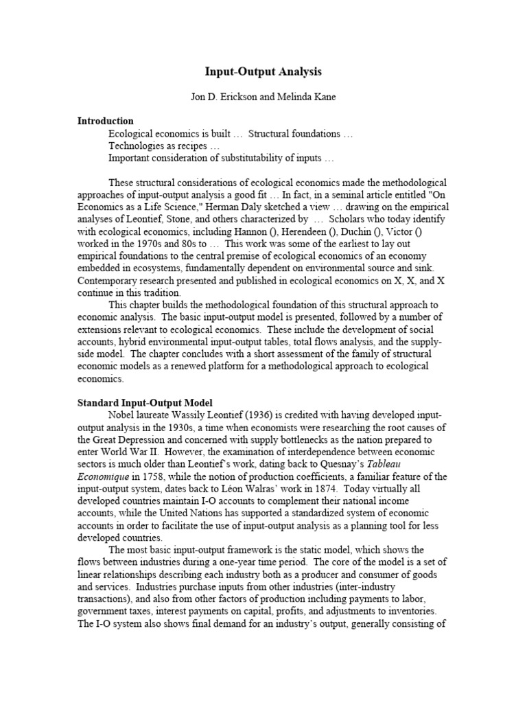 Chapter InputOutput 15oct15 | PDF | Input–Output Model | Economics