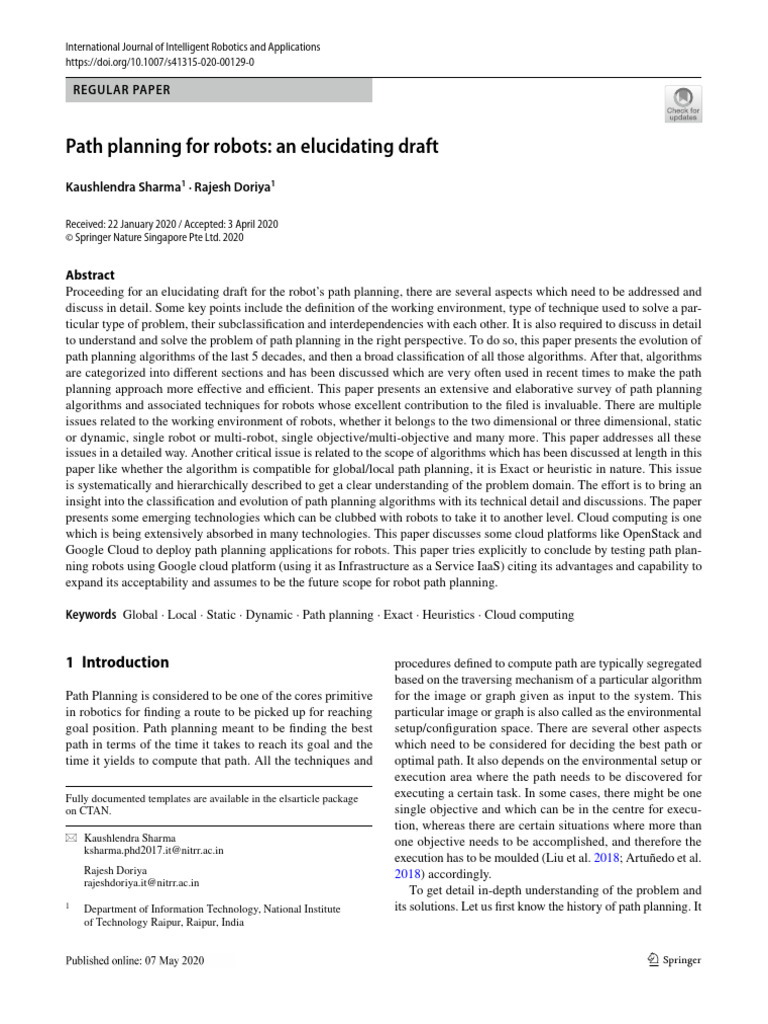 Path Planning For Robots An Elucidating Draft | PDF | Metaheuristic ...
