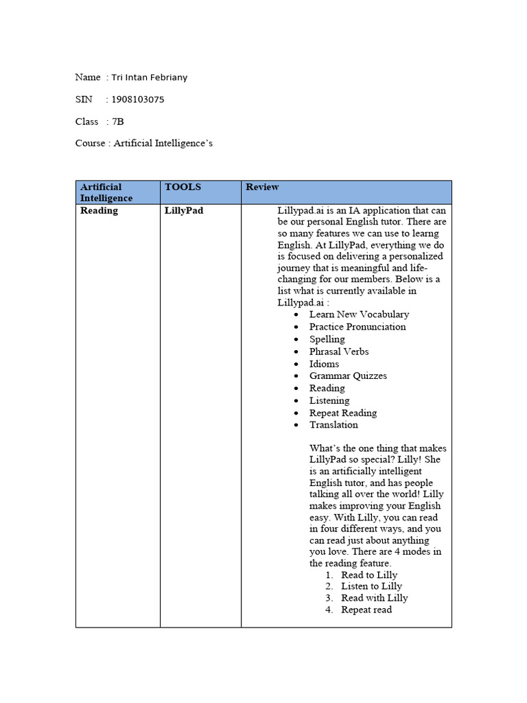 Artificial Intelligences To Reading and Listening - Tri Intan Febriany | PDF | English Language ...