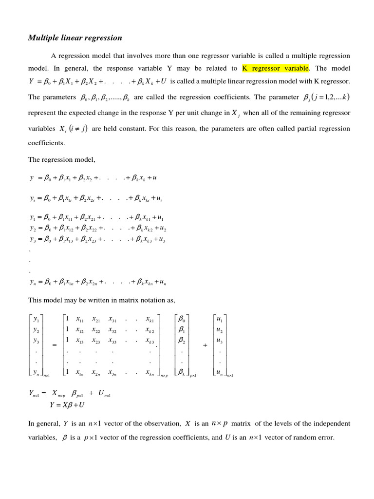 4 Maultiple Linear Regression | PDF | Coefficient Of Determination | Regression Analysis