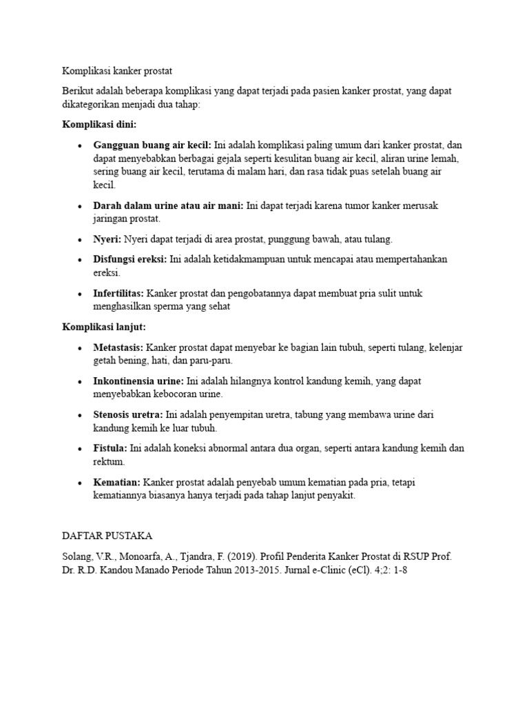 Komplikasi Kanker Prostat: Dini & Lanjut | PDF | Kesehatan Holistik ...