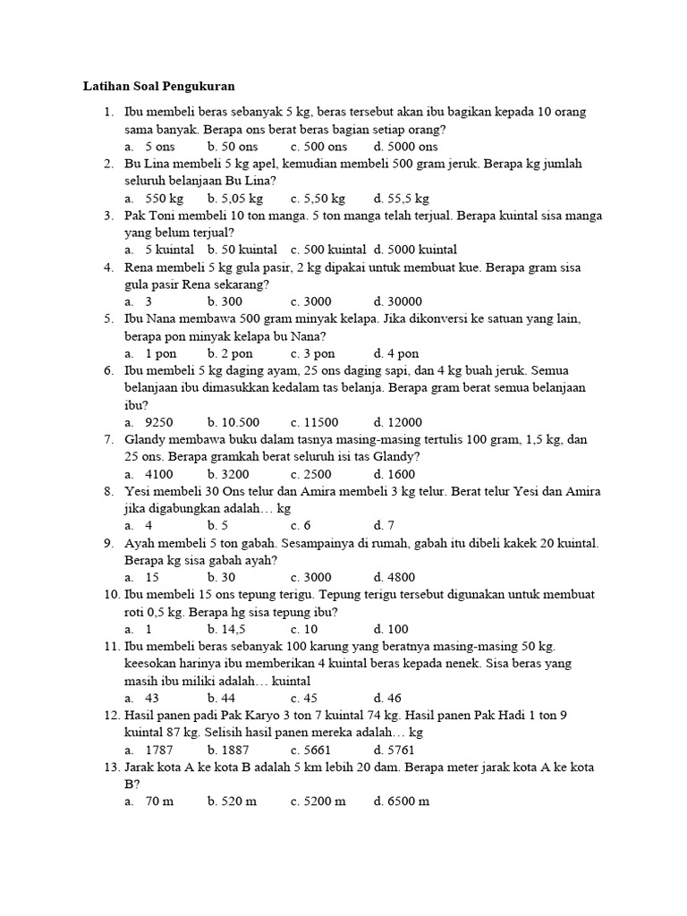 Latihan Soal Pengukuran | PDF