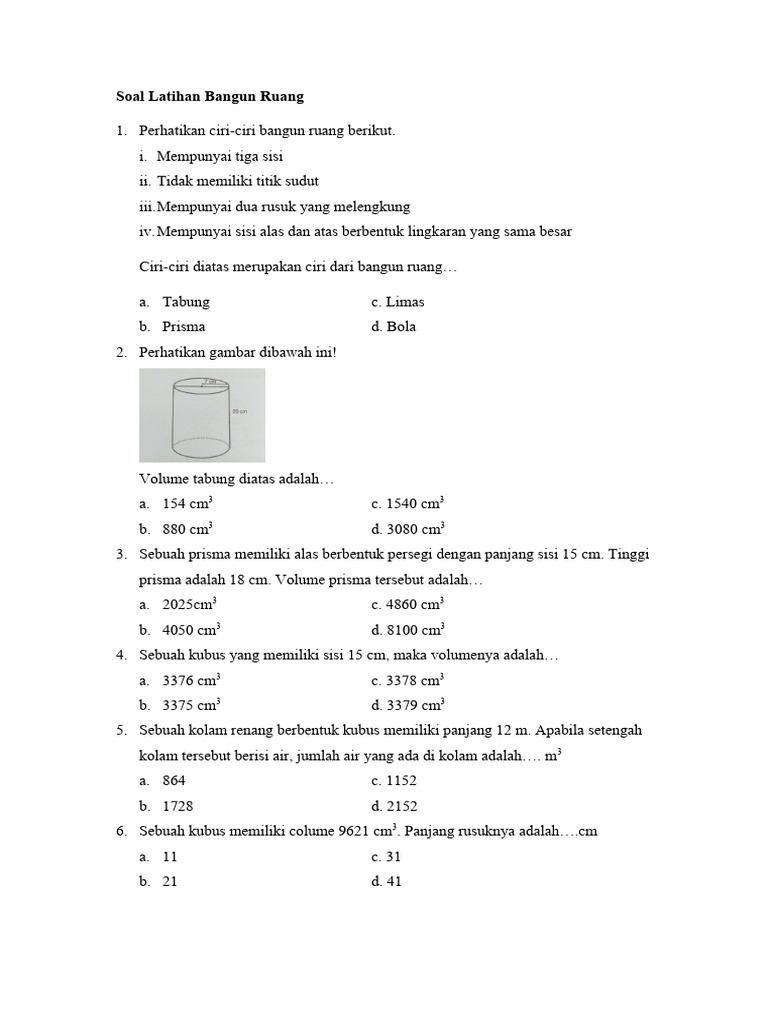 Soal Latihan Bangun Ruang | PDF