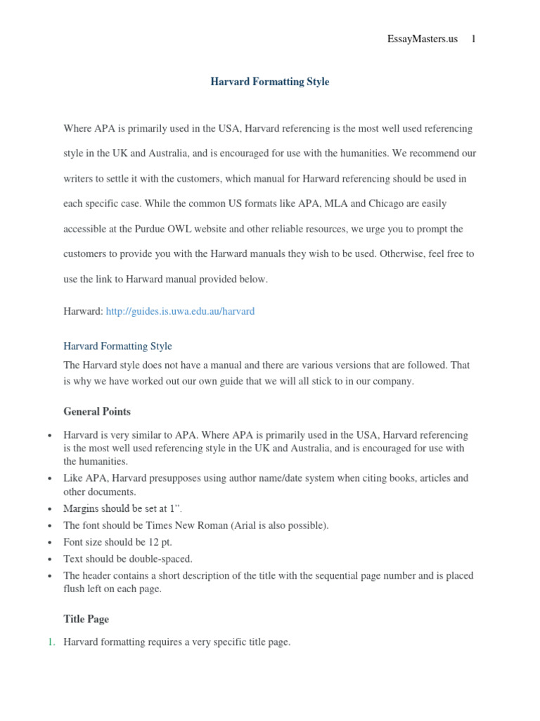 Harvard Formatting Style Guide | PDF | Citation | Apa Style