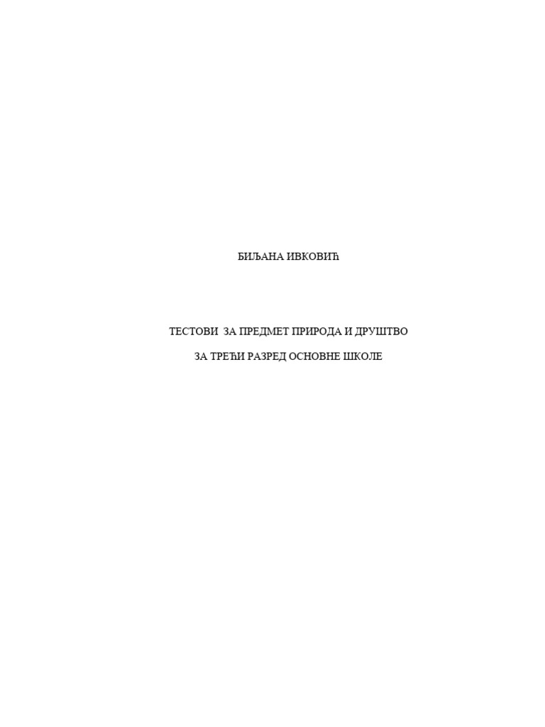 Testovi Priroda I Drustvo 3 | PDF
