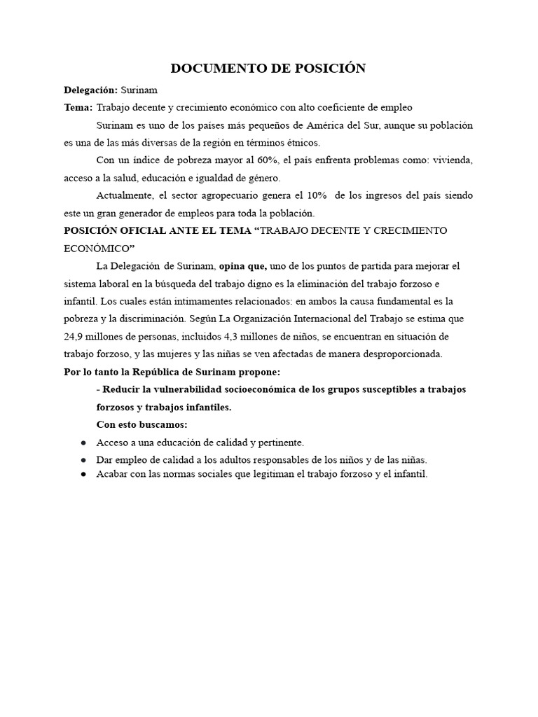 Documento de Posicion Surinam | PDF | Ciencias sociales