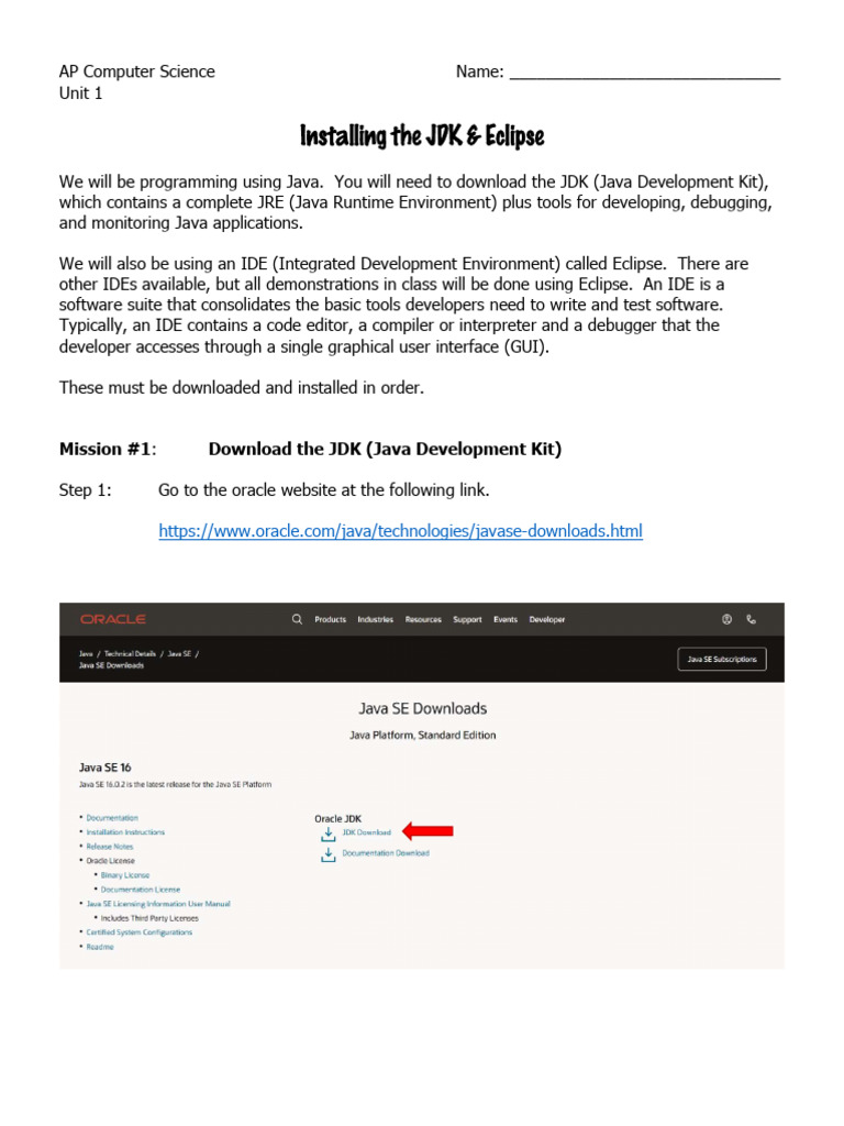 Installing JDK and Eclipse | PDF | Integrated Development Environment | Java (Programming Language)
