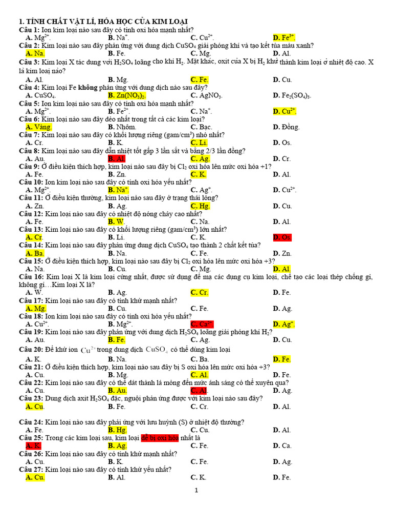 Ôn GK 2-LT Trac Nghiem Dai Cuong KL | PDF