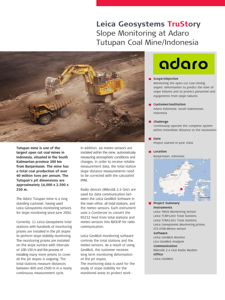 Slope Monitoring at Adaro Tutupan Coal Mine in Indonesia | PDF ...