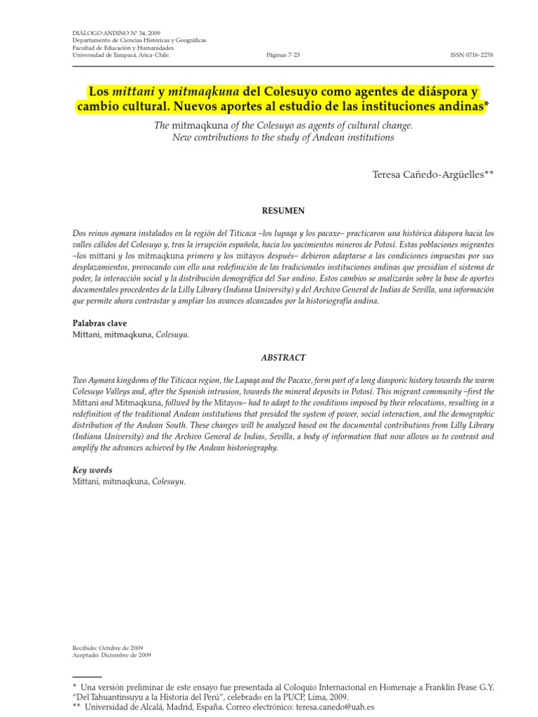 Los Mittani y Mitmaqkuna Del Colesuyo | PDF | Imperio Inca | Lima