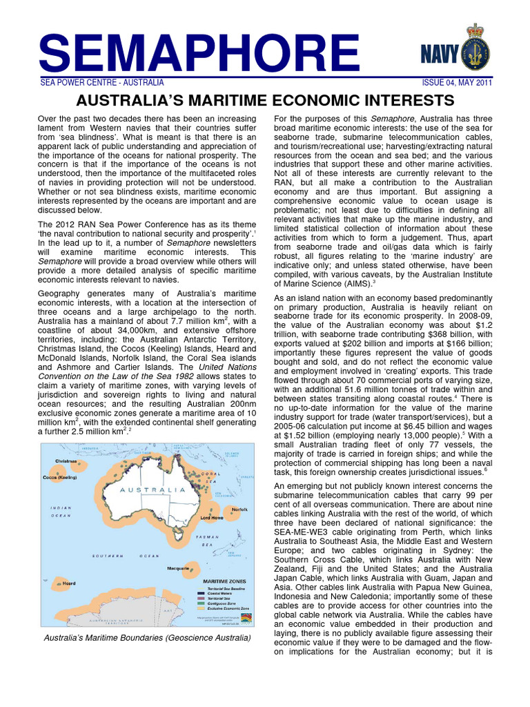 Semaphore: Australia'S Maritime Economic Interests | PDF | Australia ...