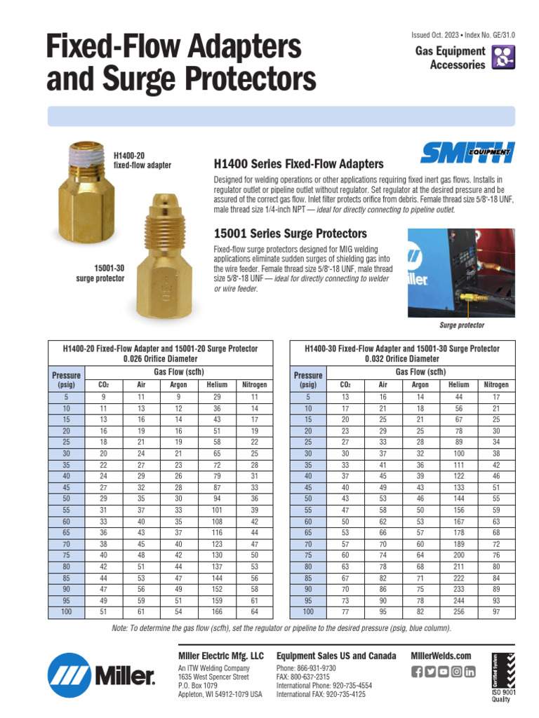Miller - Chart - Fixed Flow Adpater | PDF | Atmosphere | Chemical ...