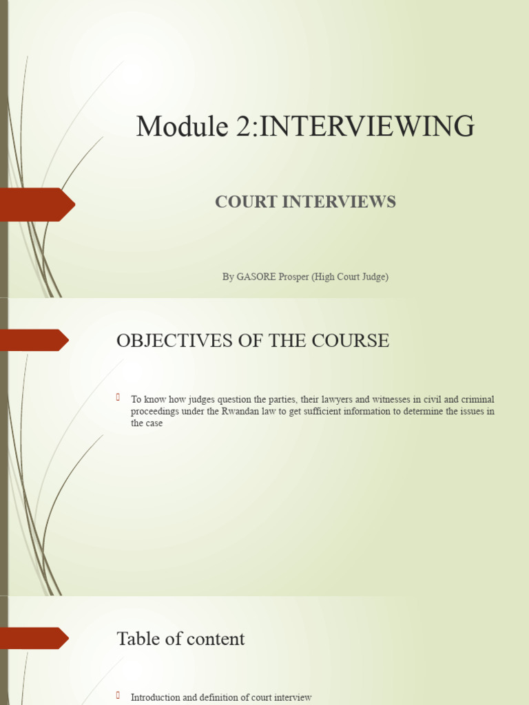 Module 2 - Court Interviews | PDF | Witness | Interview