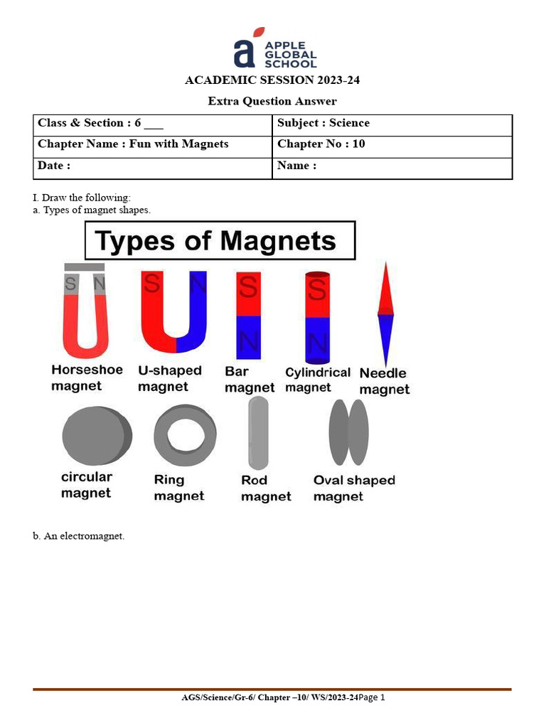 Gr. 6 Ch. 10 Fun With Magnets Extra Question | PDF | Magnet | Magnetism