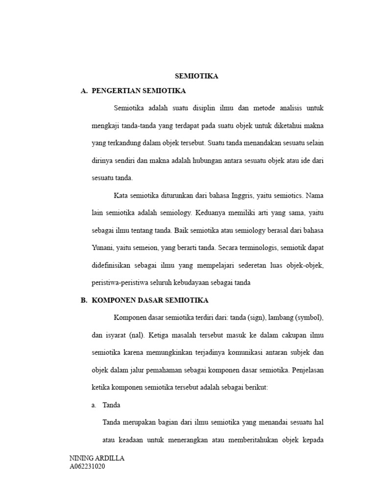Pengantar Ilmu Semiotika dan Komponennya | PDF | Ilmu Sosial | Seni & Disiplin Bahasa