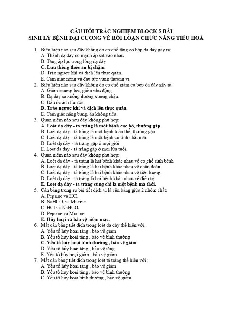 TN Sinh lý bệnh Tiêu hóa | PDF