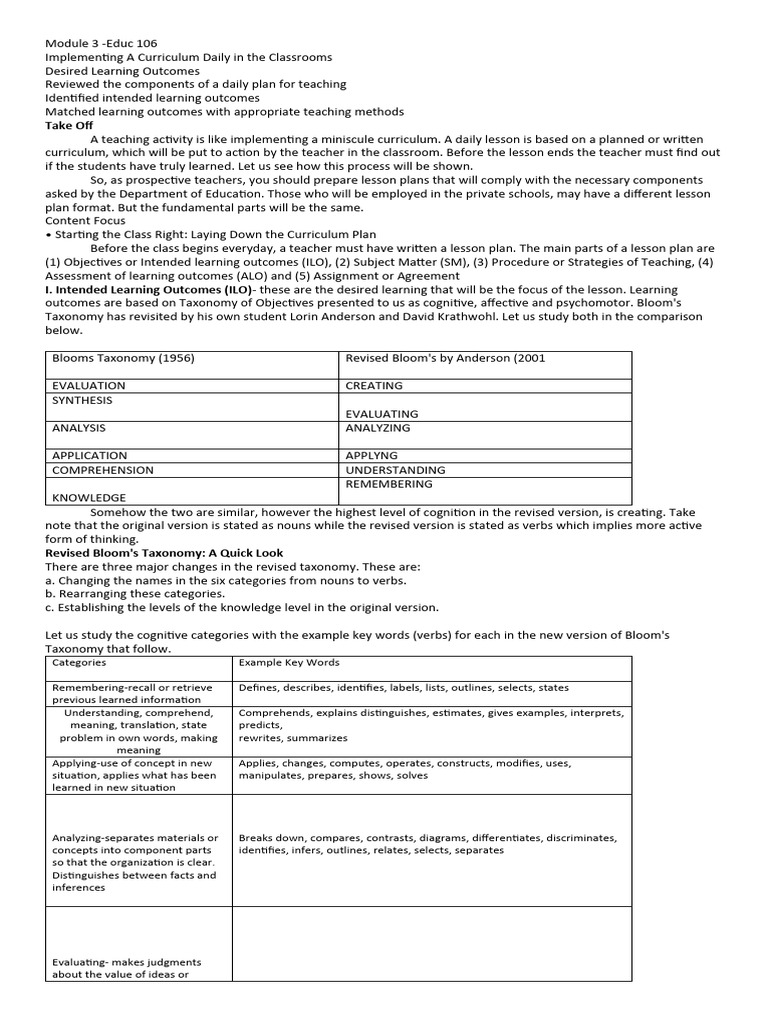 Module 3 Educ 106 | PDF | Educational Assessment | Curriculum