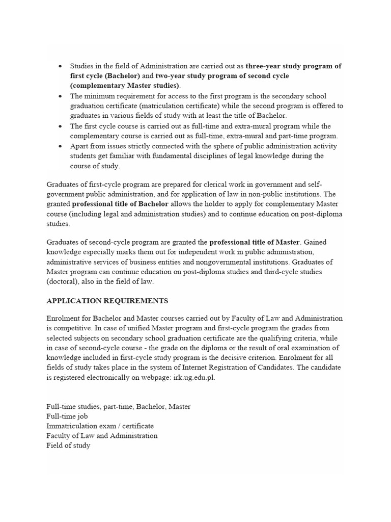 Administration As Field of Study 1 | PDF | Postgraduate Education ...