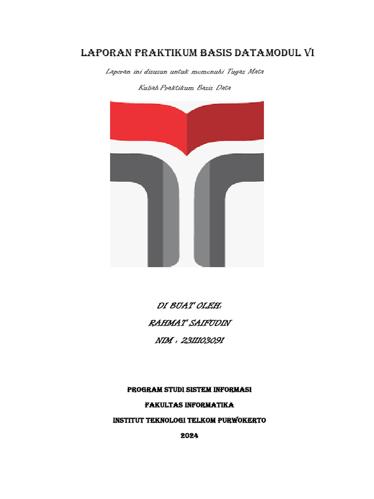 Rahmat Saifudin - 2311103091 - 07B - Laporan Praktikum Basis Data Modul Vi | PDF