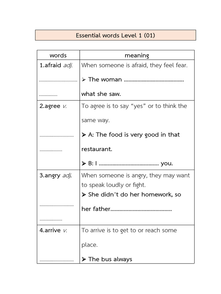 1essential Words01 | PDF | Language Arts & Discipline | Home & Garden
