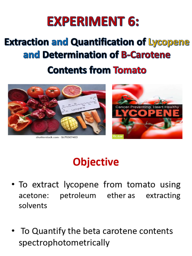 Lec - Extraction and Quantification of Lycopene | Download Free PDF ...
