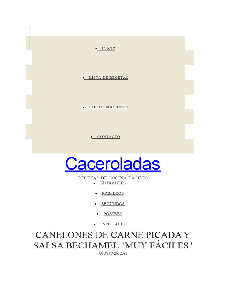 Canelones de Carne | PDF | Salsa | Relleno