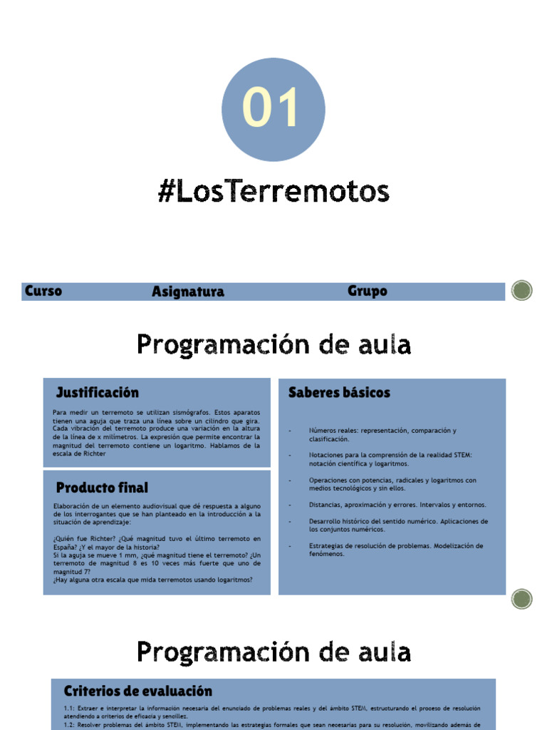 Sda 1 - Los Terremotos | PDF | Evaluación | Matemáticas