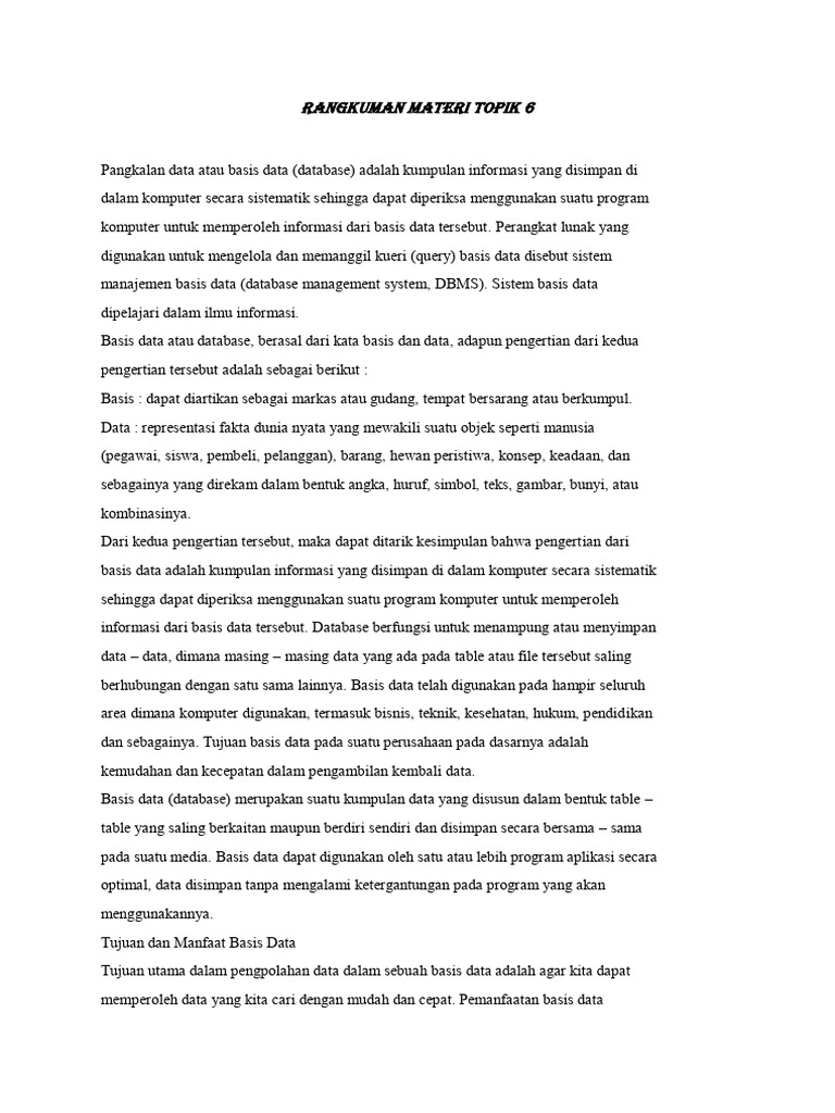 Rahmat Saifudin - 2311103091 - 07B - Rangkuman Materi Topik 6 | PDF