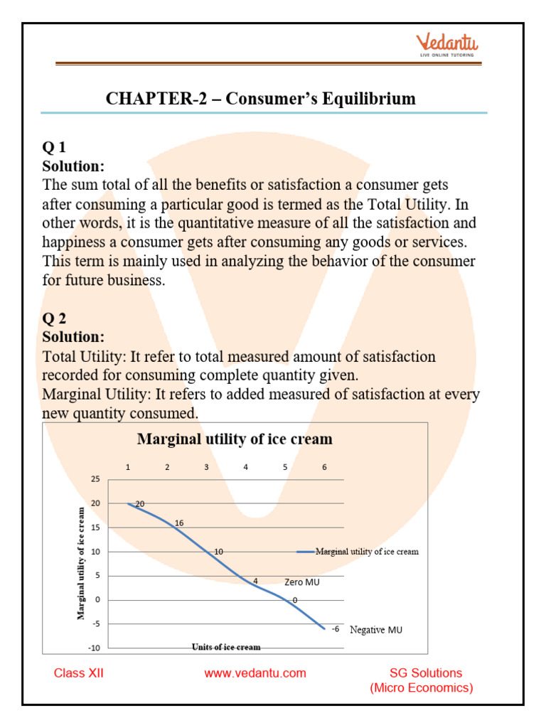 Sandeep Garg Microeconomics Class 12 Solutions Chapter 2 - Consumer's Equilibrium | PDF ...