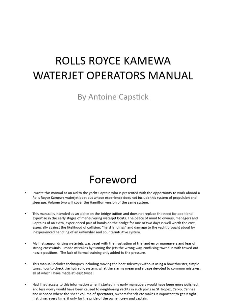 Rolls Royce Kamewa Waterjet Operators Manual. by Antoine Caps_ck | PDF Rolls Royce Kamewa Waterjet Operators Manual. by Antoine Caps_ck | PDF
