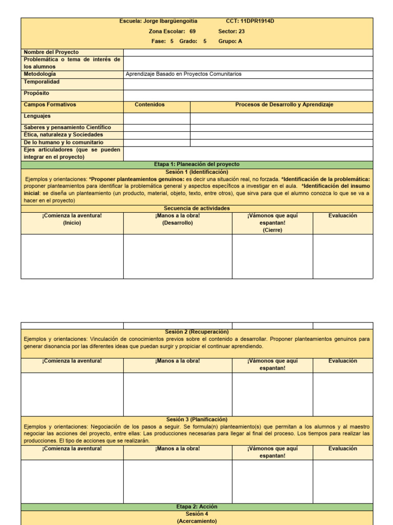 Formato Planeacion Por Proyectos Comunitarios | PDF | Evaluación | Planificación