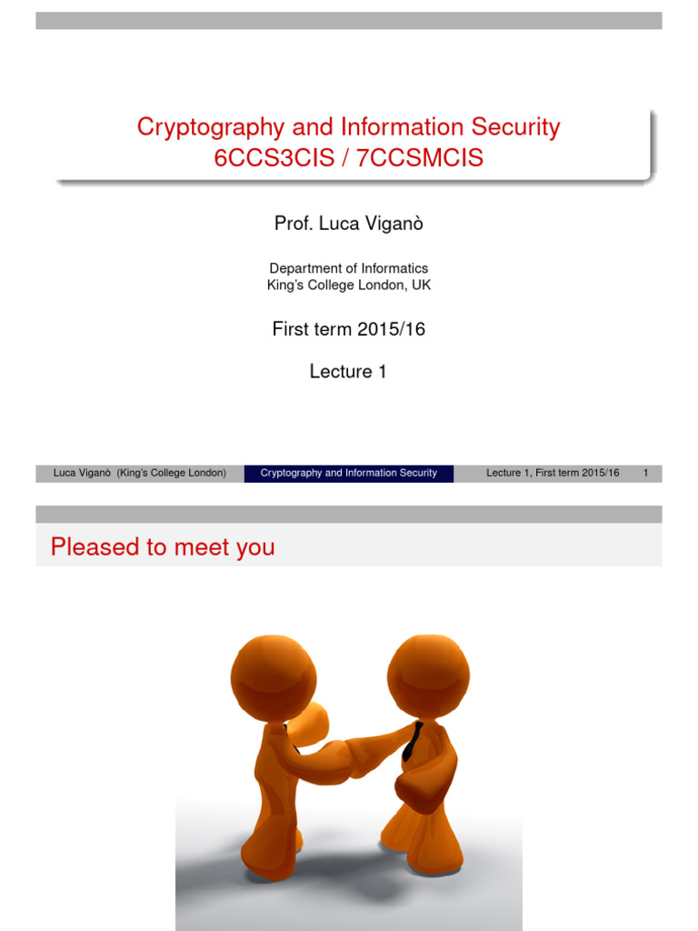 Lecture 1 | PDF | Cryptography | Computer Science Lecture 1 | PDF | Cryptography | Computer Science