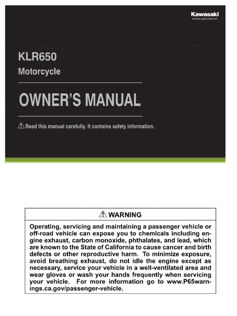 2021 Kawasaki KLR650 EFI 3rd Gen Manual PDF Compressed | PDF