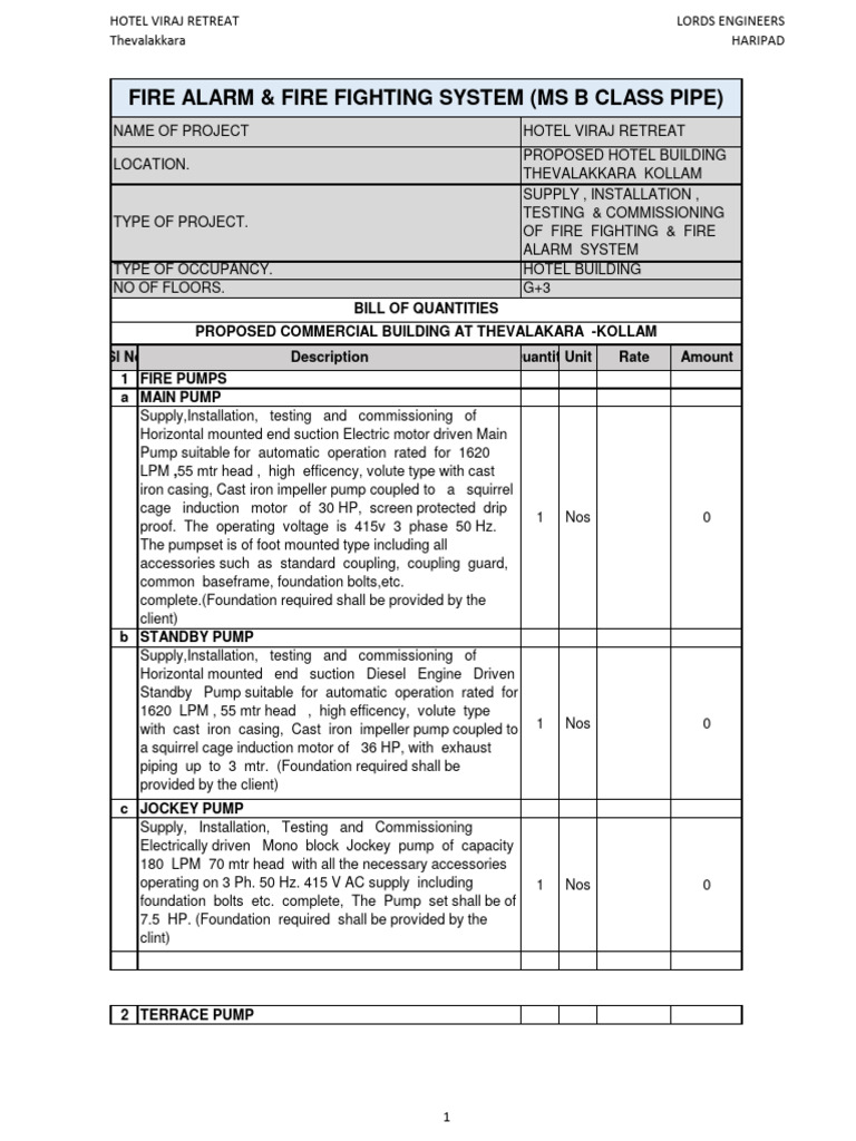 Boq Fire Safety | PDF | Valve | Pump
