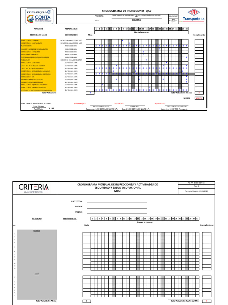 RG PR SYSO 001 03 Cronograma de Inspecciones | PDF