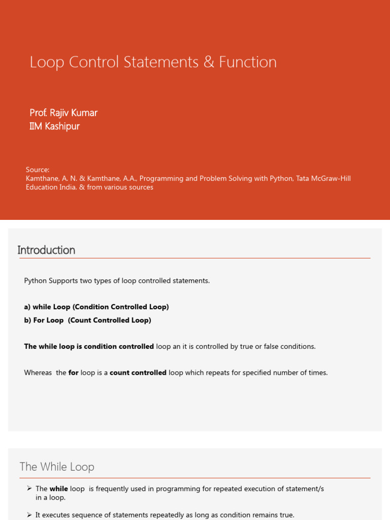 Python Loop Control & Functions Guide | PDF | Control Flow | Parameter ...