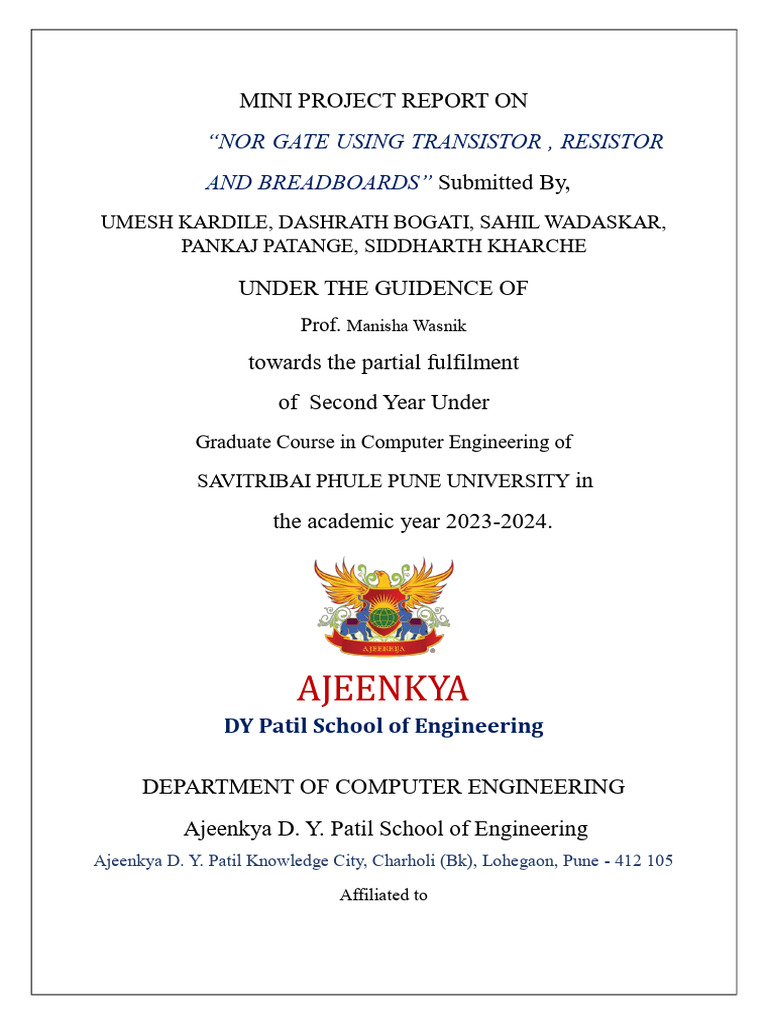 MINI PROJECT REPORT Dled | PDF | Logic Gate | Electronic Circuits