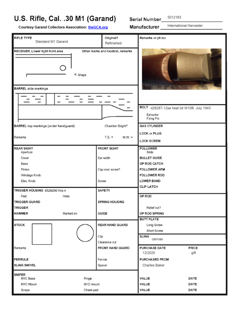 m1 Datasheet Fillable and Instructions | PDF | Firearms | Weapon Design