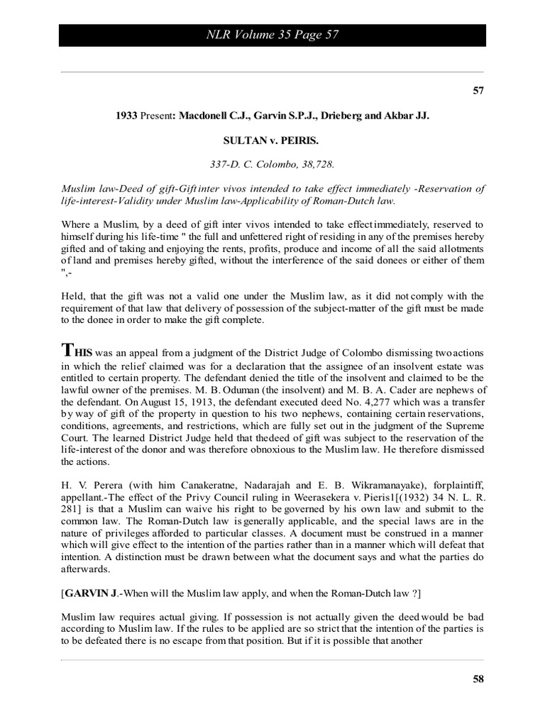 SULTAN v. PEIRIS | PDF | Lease | Deed