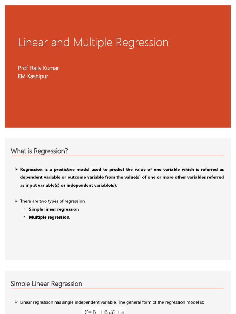 Session 10-Linear and Multiple Regression | PDF | Regression Analysis | Linear Regression