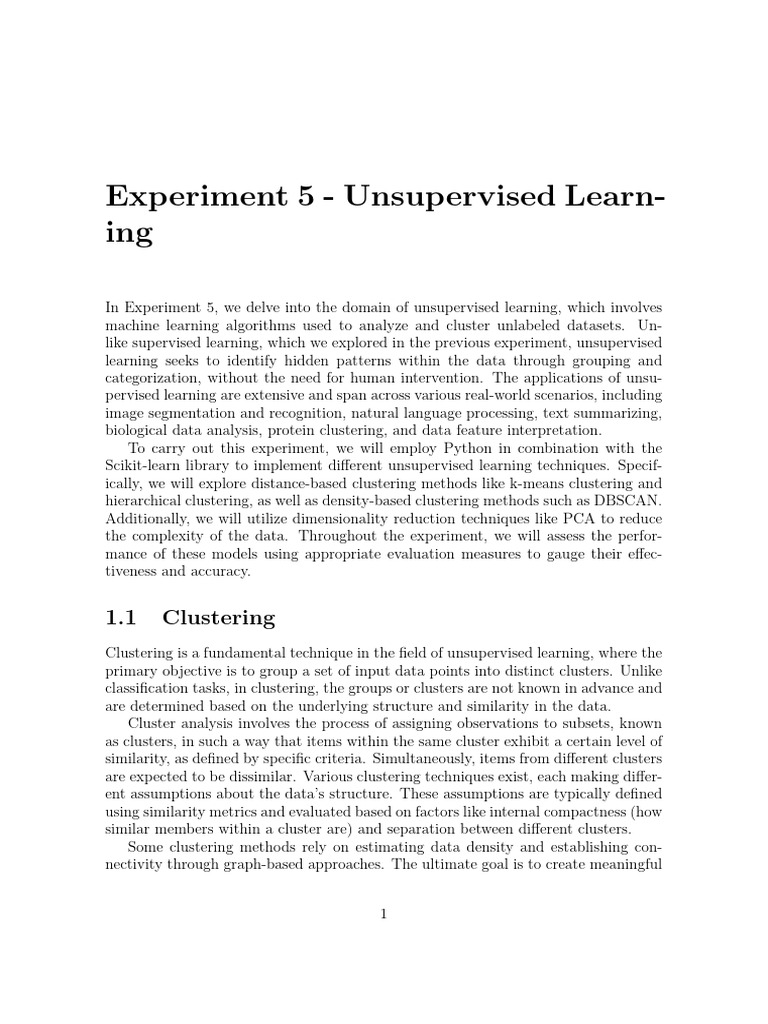 Exp5 - Unsupervised Learning | PDF | Cluster Analysis | Statistical ...