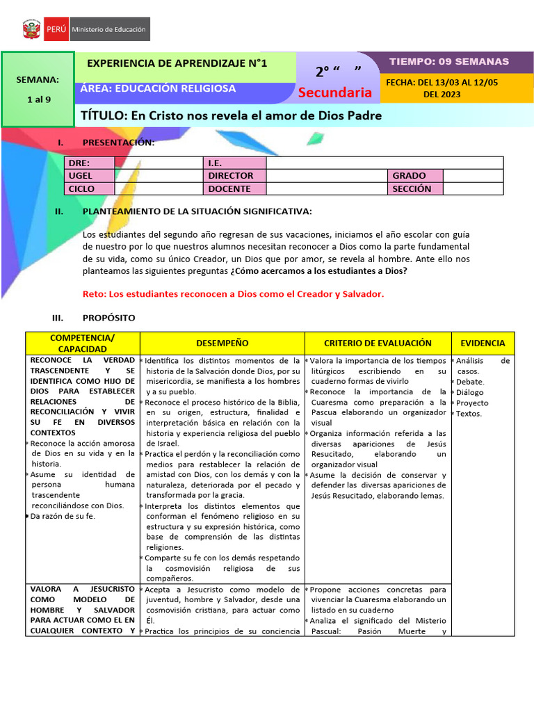 Eda1 - Religión-2do Sec-Act 1 | PDF | Biblia | Dogma