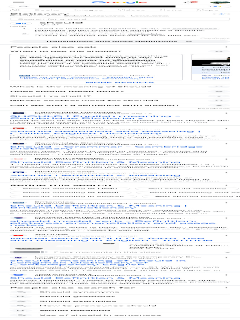 Should Meaning - Google Search | PDF | Dictionary | Grammar