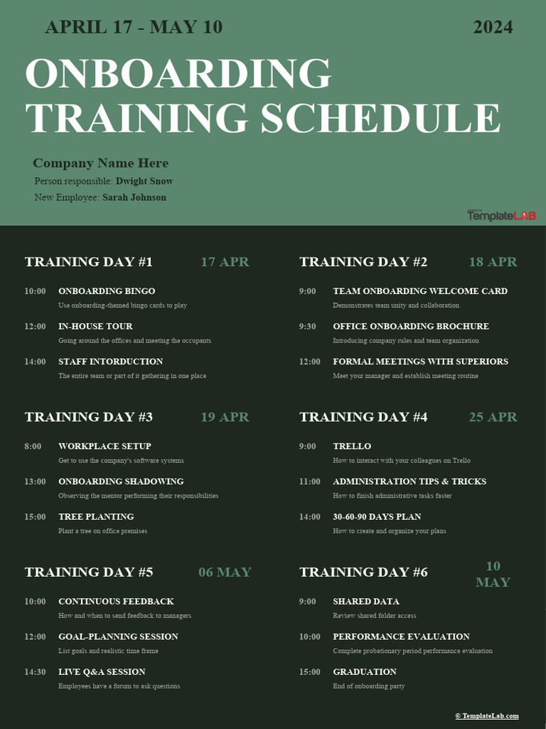 Onboarding Training Schedule: April 17 - May 10 2024 | PDF ...
