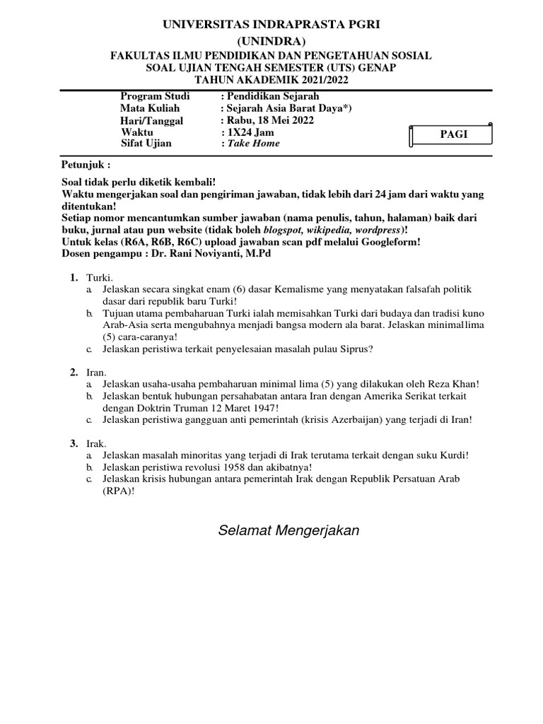 Aries Prinanda Sulaiman - Sejarah Asia Barat Daya - R6B | PDF | Politik ...