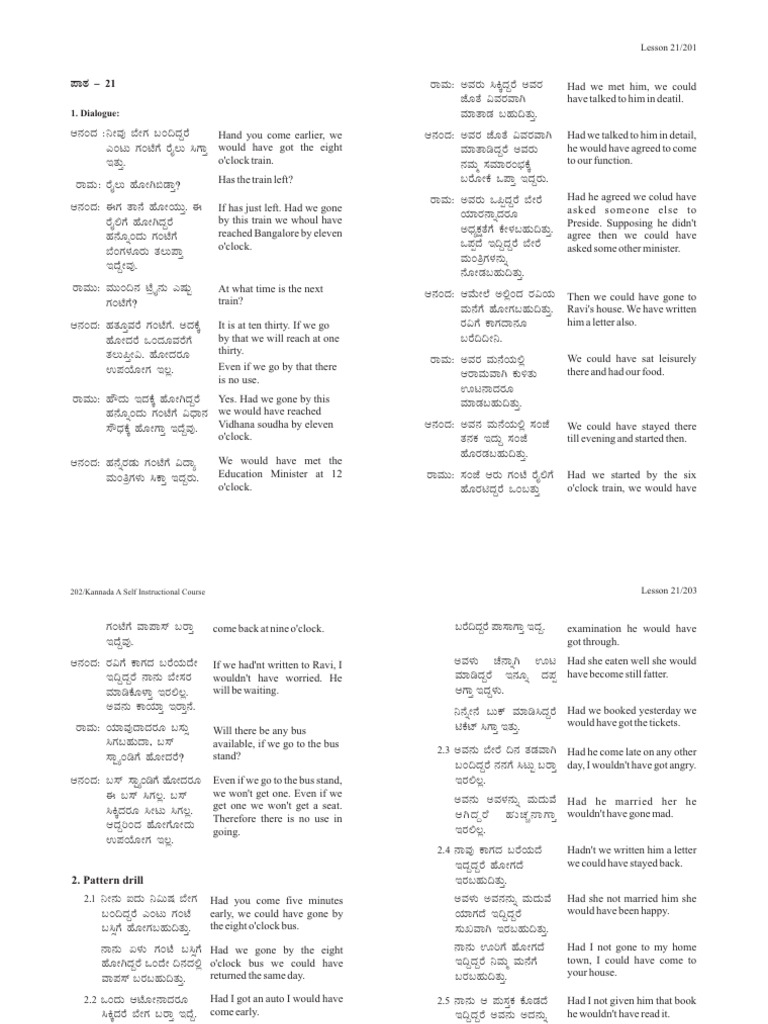 Kannada English Lesson-21 | PDF | Language Mechanics | Linguistic Morphology