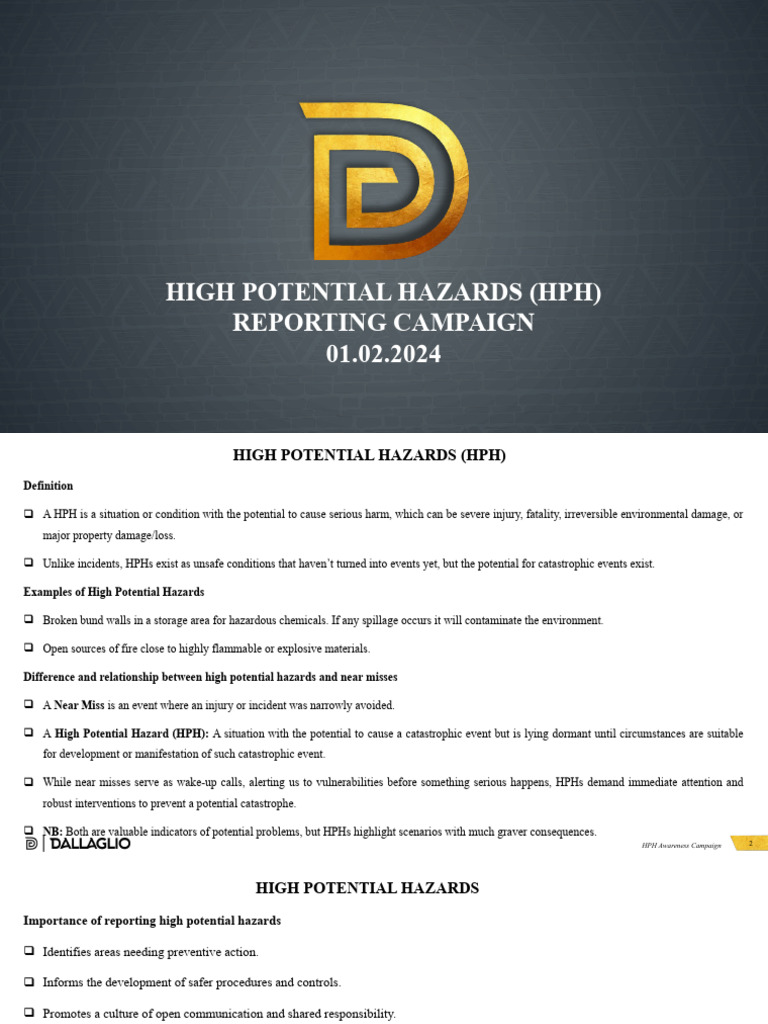 High Potential Hazards Reporting Guide | PDF | Hazards | Occupational ...