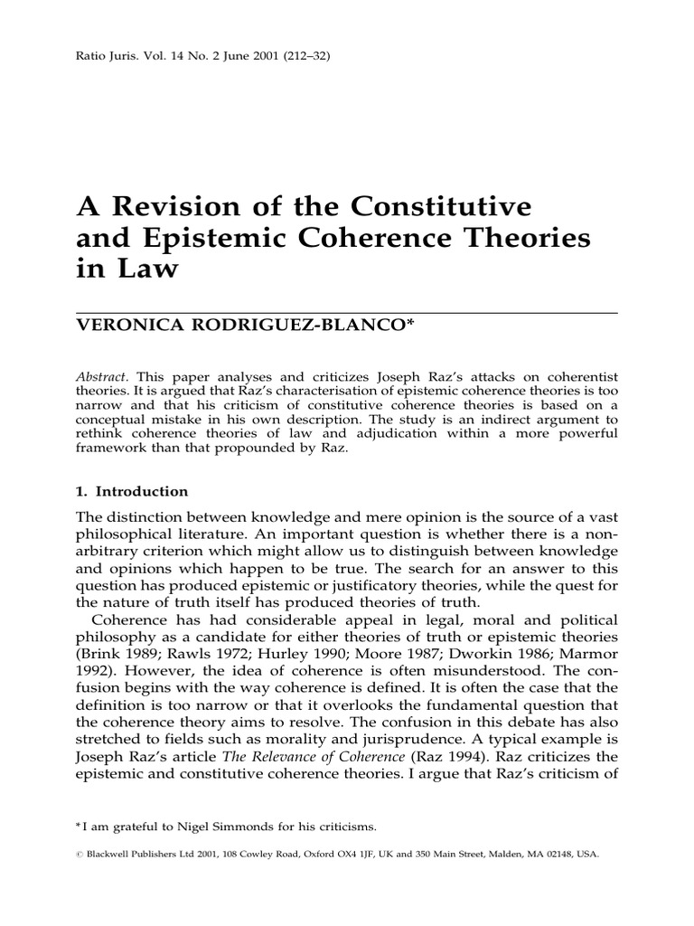 Coherence Theories of Law | PDF | Truth | Epistemology